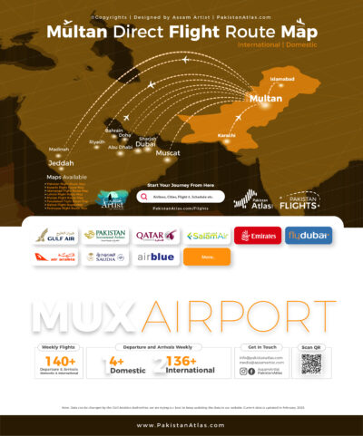Pakistan Direct Flight Route Map – Pakistan Atlas